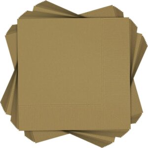 gold 2-ply dinner napkins - 8" (pack of 40) - vibrant & durable paper for parties, events & everyday use