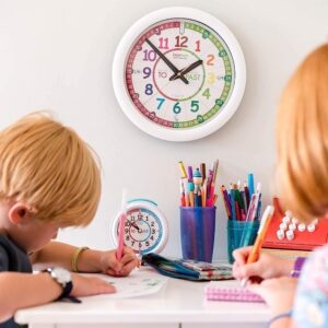 ertt Teaching Wall Clock - Learn The Time Wall Clock - Kids Analog Clock for Classroom, Playroom, Bedroom, Educational Room Decor - School Clock for Kids with Rainbow Face (29cm)