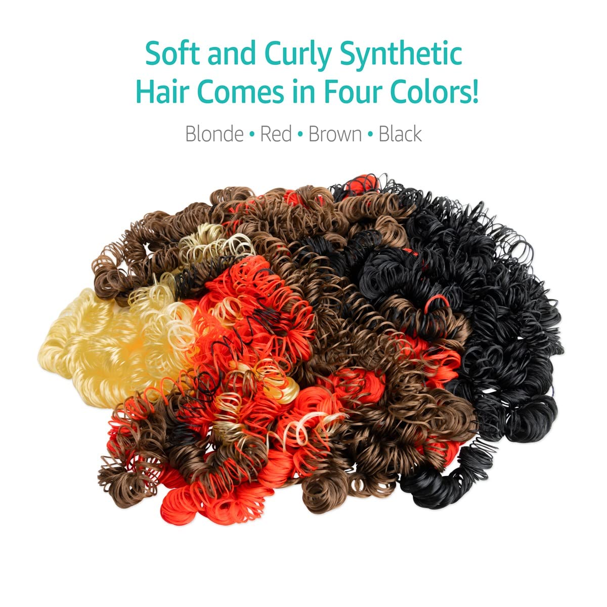 Hygloss 4-Ounces Black Fake Curly Hair - Great for Doll Making Supplies, Dolls Hair and All Types of Arts and Crafts - Easy to Apply