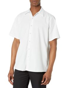 red kap mens specialized pocketless polyester work button down shirt, white, large us