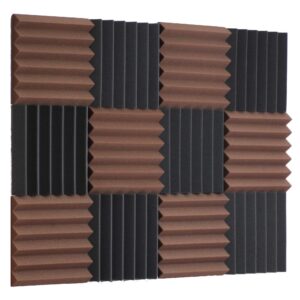 2x12x12 (12 Pack) BROWN/CHARCOAL Acoustic Wedge Panels Soundproofing Studio Foam Tiles