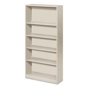 hon s72abcq metal bookcase, five-shelf, 34-1/2w x 12-5/8d x 71h, light gray