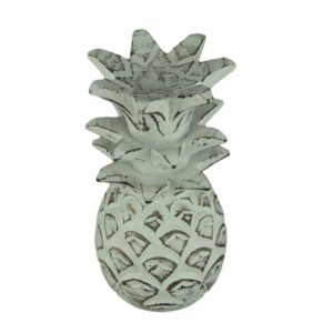 chesapeake bay ltd. distressed white carved wood tropical pineapple decor statue