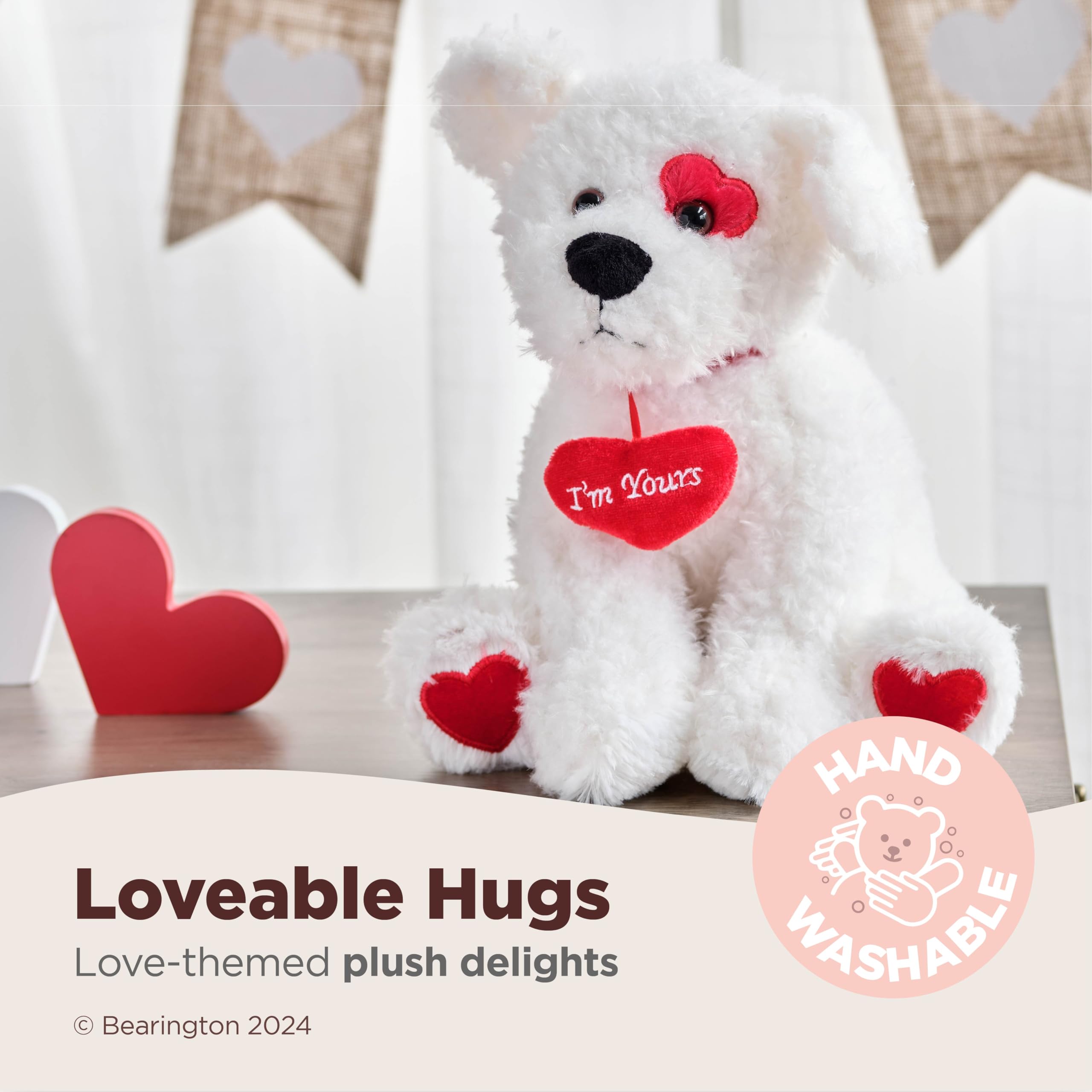 Bearington Smootchie Poochie Valentine's Day Stuffed Animal, 10 Inch Puppy Stuffed Animal, Ideal for Valentine's Day Gifts