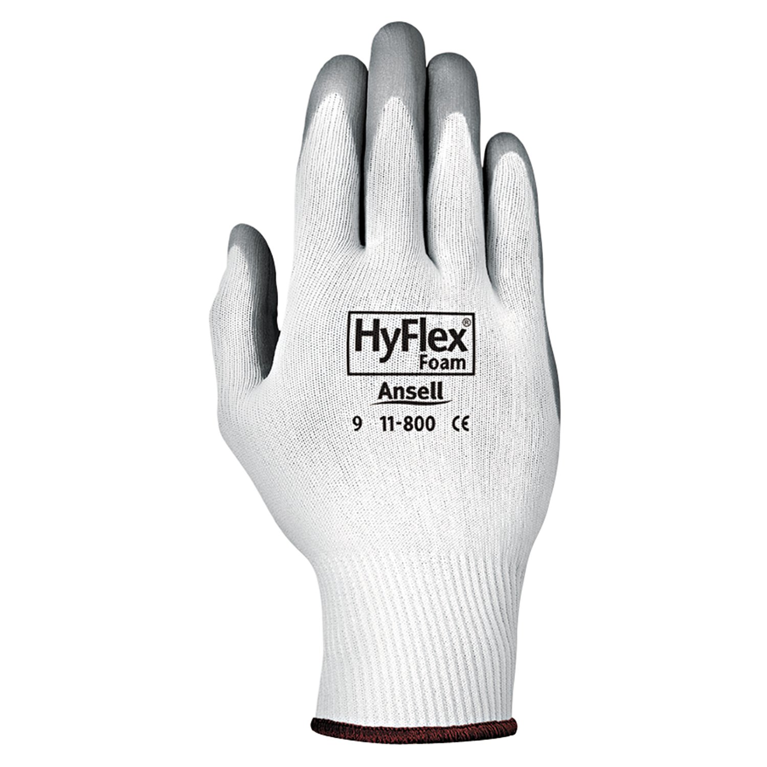 Ansell 11-800-8 HyFlex Foam Gloves, Size 8, White/Gray (Pack of 12)