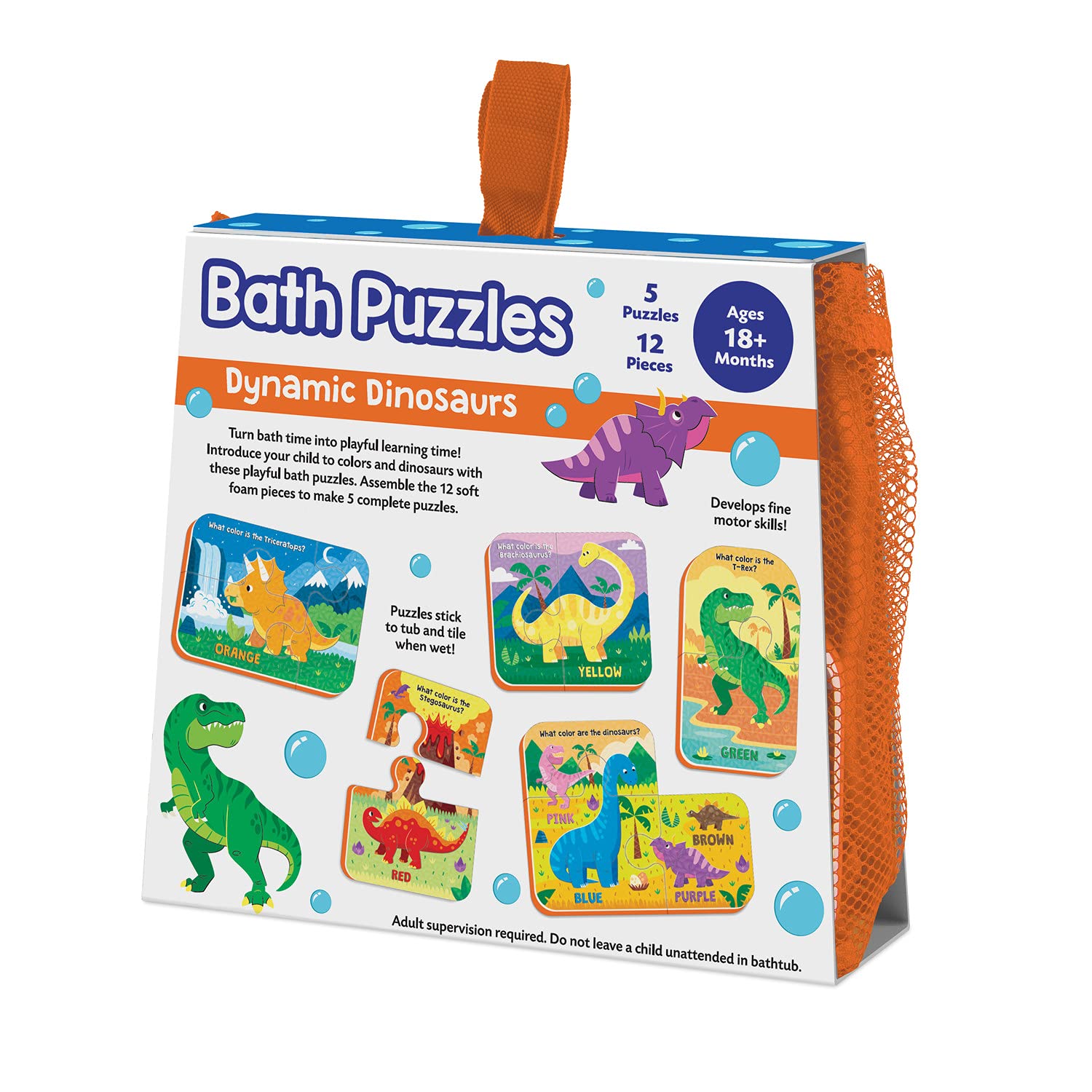 Peaceable Kingdom Dynamic Dinosaurs Bath Puzzles - Bath Toys for Toddlers – Foam Bath Puzzles for Kids Ages 18 Months+ - Boost Fine Motor Skills (17 Pieces, 5 Puzzles)