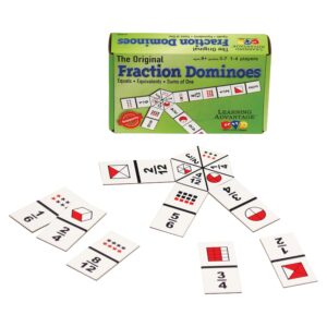 learning advantage the original fraction dominoes - 49 dominoes - math manipulative for kids - equate, add and subtract fractions