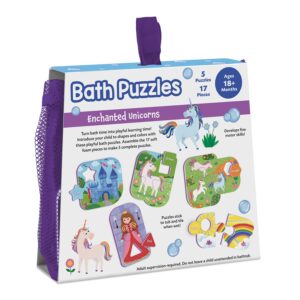 Peaceable Kingdom Enchanted Unicorns Bath Puzzles - Bath Toys for Toddlers – Foam Bath Puzzles for Kids Ages 18 Months+ - Boost Fine Motor Skills (17 Pieces, 5 Puzzles)