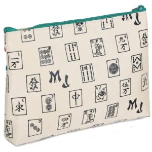 Mah Jongg Direct Beige Pattern 3-Zipper Purse, holds 2023 card, easy to clean, designer style