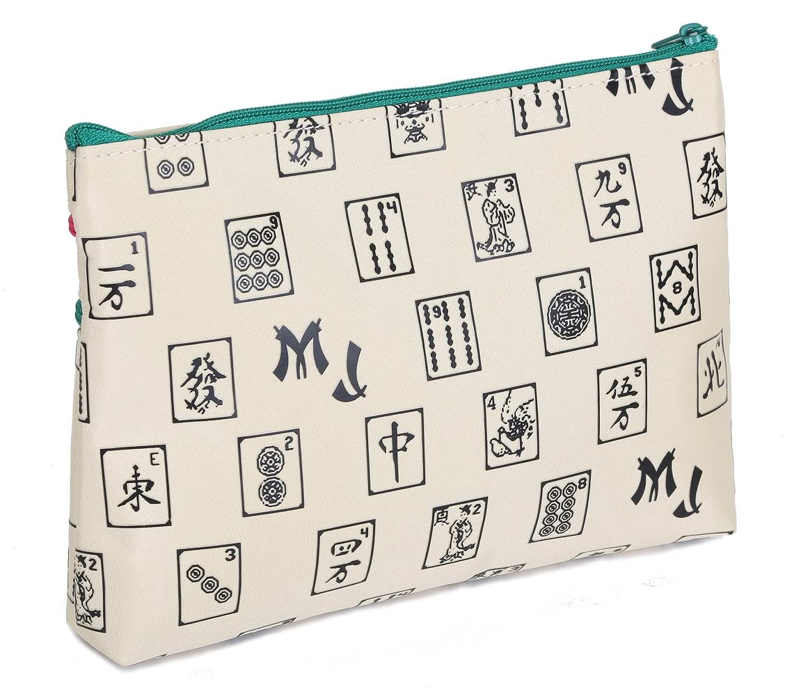 Mah Jongg Direct Beige Pattern 3-Zipper Purse, holds 2023 card, easy to clean, designer style