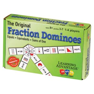 LEARNING ADVANTAGE The Original Fraction Dominoes - 49 Dominoes - Math Manipulative for Kids - Equate, Add and Subtract Fractions