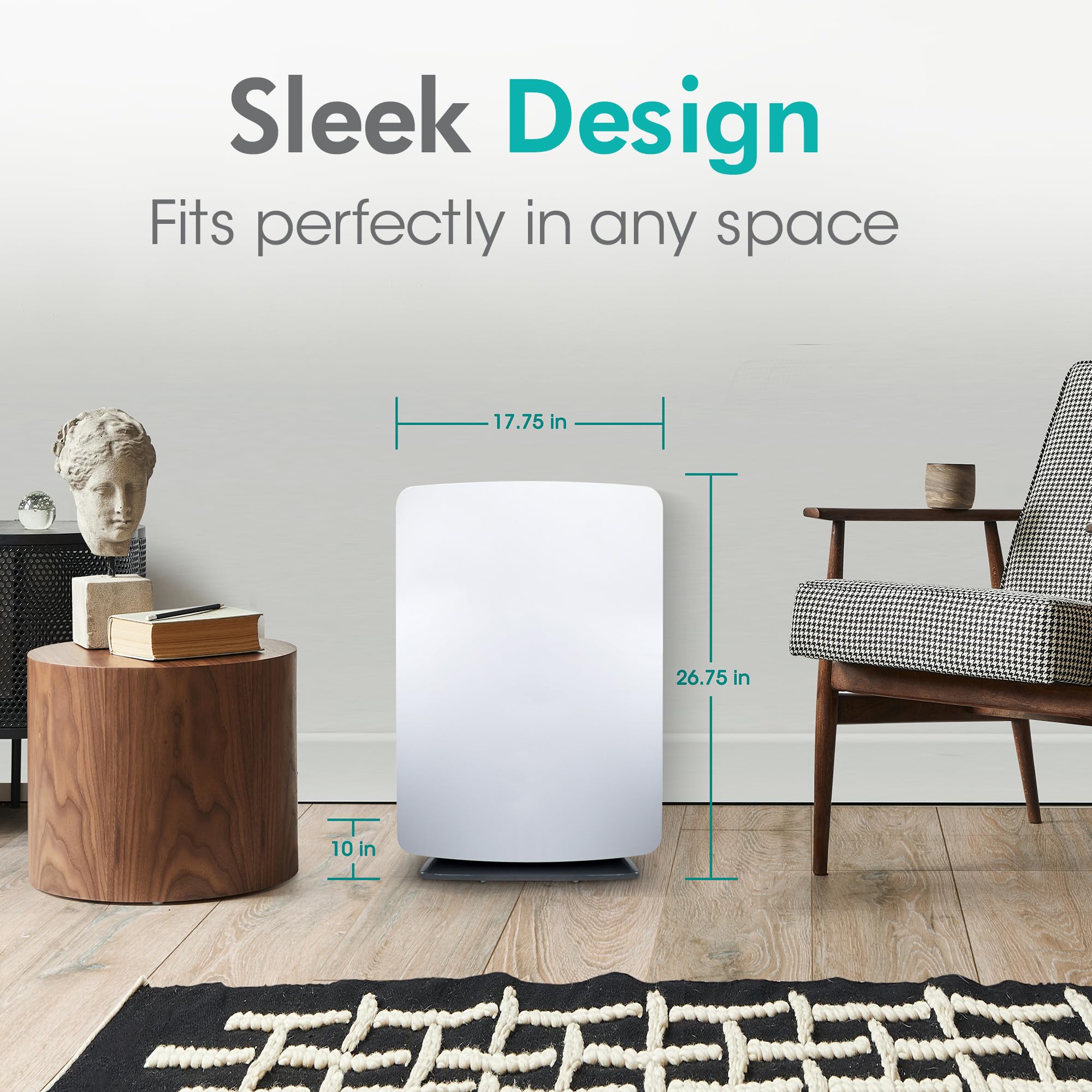 Alen Air Purifier BreatheSmart Classic HEPA with Pure Filter - 2200 SqFt - Perfect for Apartments & Large Bedrooms - Captures Allergens, Dust, & Mold