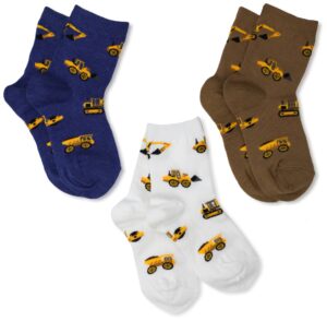 jefferies socks little boys' construction triple treat socks 3 pair pack, putty, x-small