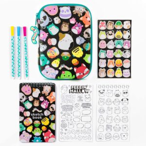 fashion angels squishmallows stationery set, includes sketch sheets, supply box, stickers, & 3 markers, fun & creative crafts kit for kids & teens