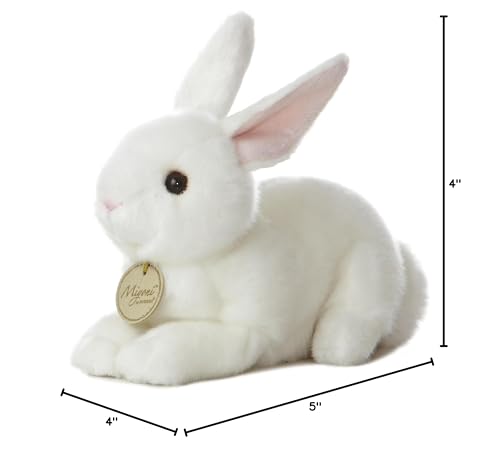 Aurora® Realistic Miyoni® American White Rabbit Stuffed Animal - Lifelike Detail - Cherished Companionship - 8 Inches