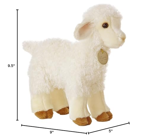 Aurora® Realistic Miyoni® Lovely Lamb Stuffed Animal - Lifelike Detail - Cherished Companionship - White 10 Inches