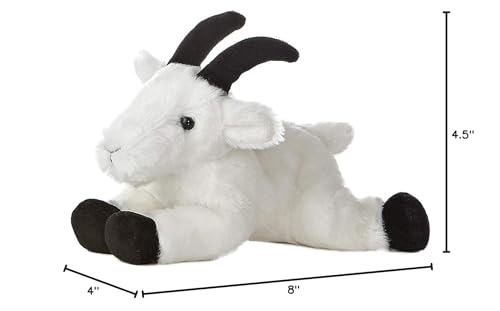 Aurora® Adorable Mini Flopsie™ Rocky Mountain Goat™ Stuffed Animal - Playful Ease - Timeless Companions - White 8 Inches