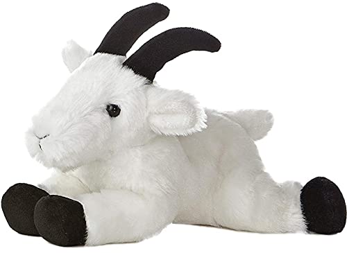 Aurora® Adorable Mini Flopsie™ Rocky Mountain Goat™ Stuffed Animal - Playful Ease - Timeless Companions - White 8 Inches