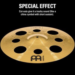 Meinl 16” Trash Crash Cymbal with Holes – HCS Traditional Finish Brass for Drum Set, Made In Germany, 2-YEAR WARRANTY (HCS16TRC)