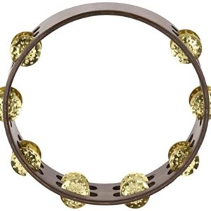 Meinl Percussion TA2V-WB 10-Inch Vintage Wood Tambourine with Double Row Hammered Brass Jingles