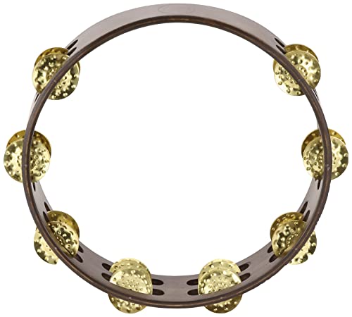 Meinl Percussion TA2V-WB 10-Inch Vintage Wood Tambourine with Double Row Hammered Brass Jingles