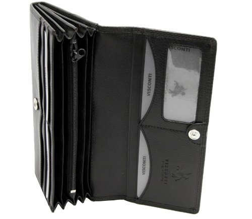 Visconti Heritage -35 Soft Leather Large Ladies Purse Wallet (Black)