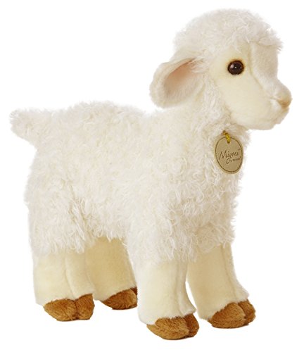 Aurora® Realistic Miyoni® Lovely Lamb Stuffed Animal - Lifelike Detail - Cherished Companionship - White 10 Inches