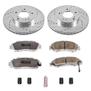 Power Stop K704-26 Front Z26 Carbon Fiber Brake Pads with Drilled & Slotted Brake Rotors Kit For Acura Integra, Acura Legend, Acura RL, Acura TL, CR-V, Odyssey, Prelude, Oasis [Model Specific]