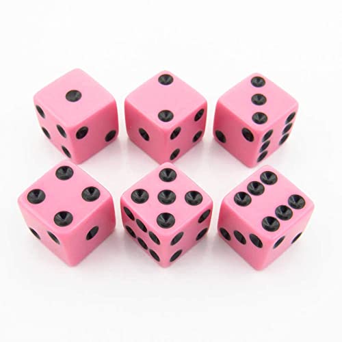 1 Dozen Pink Dice with Black Dots - Perfect for Bunco! 16mm Square - Excellent Quality - Organza Storage Bag Included - Bunco Party Supplies - Casino Party Supplies