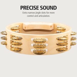 Meinl Percussion AE-CMTA3B Artisan Compact 8-Inch Maple Tambourine with 3 Rows of Hammered Brass Jingles