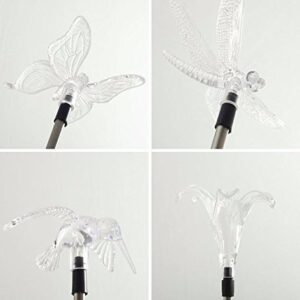 Solaration KB1041 Solar Stake Flower, Hummingbird, Butterfly and Dragonfly Garden Stake Lights, Four Pieces Set