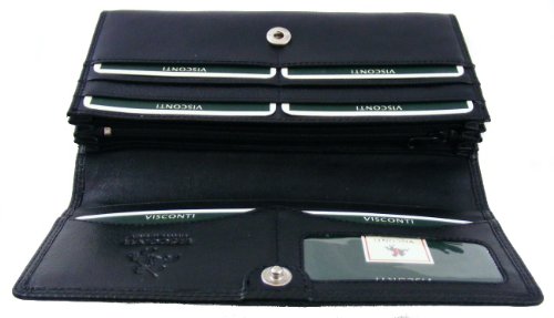 Visconti Heritage -35 Soft Leather Large Ladies Purse Wallet (Black)