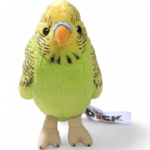 Carl Dick Budgerigar Green with Yellow, 5 inches, 13cm, Plush Toy, Soft Toy, Stuffed Animal 2823004