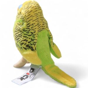 Carl Dick Budgerigar Green with Yellow, 5 inches, 13cm, Plush Toy, Soft Toy, Stuffed Animal 2823004