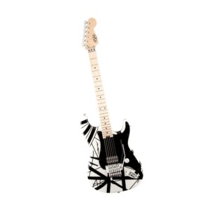 EVH Striped Series Stratocaster Electric Guitar - White with Black Stripes