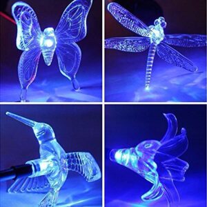 Solaration KB1041 Solar Stake Flower, Hummingbird, Butterfly and Dragonfly Garden Stake Lights, Four Pieces Set