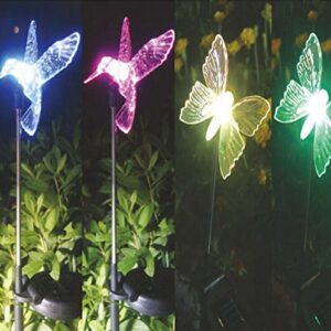 Solaration KB1041 Solar Stake Flower, Hummingbird, Butterfly and Dragonfly Garden Stake Lights, Four Pieces Set