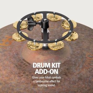 Meinl Percussion Headliner Series Hihat Tambourine Jingle Effect, Hammered Solid Brass — NOT Made in China — Mountable on Any Pull Rod, 2-Year Warranty (HTHH1B-BK)