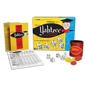 classic yahtzee with retro artwork, an exciting game of skill and chance with original components, by winning moves games usa, for ages 8 and up, 2 or more players (1167)