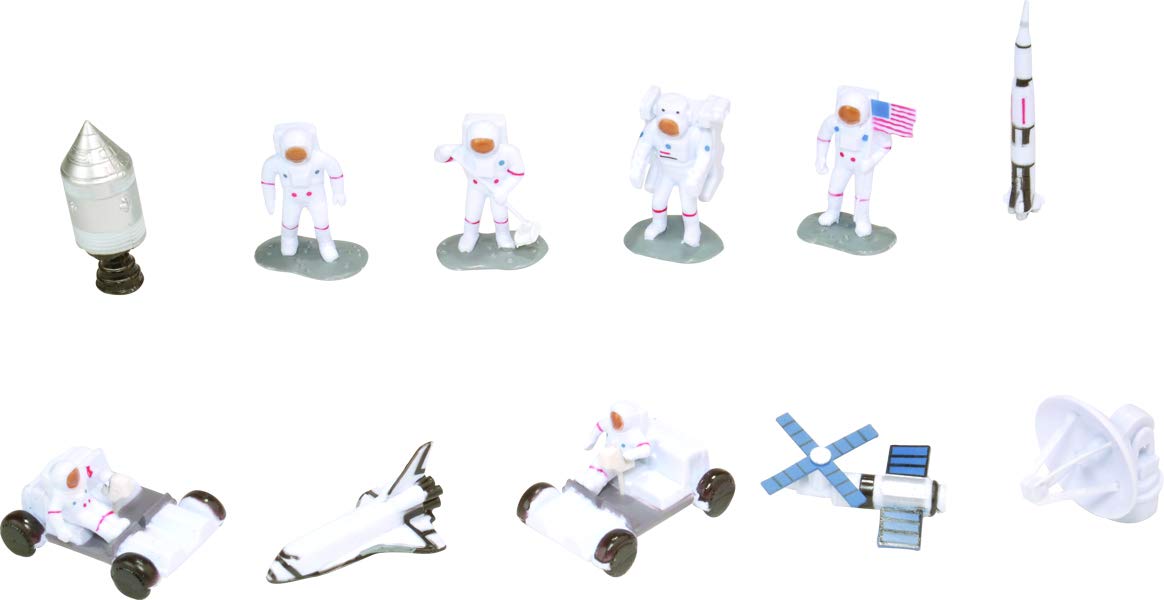 Wild Republic Figures Tube, Outer Space Toys, Shuttle, Astronaut, Space Station, Apollo Spacecraft, Lunar Rover, Saturn Rocket, Satellites Multi, 1.5" to 3"