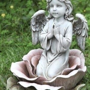 Joseph's Studio by Roman, 11" H Angel Kneeling in a Rose Garden Statue, Outdoor Décor