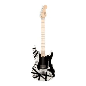 evh striped series stratocaster electric guitar - white with black stripes