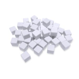 50 pcs blank white dice 16mm acrylic dice blank white cubes with smoothed surface six sided dice for board games, diy