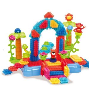 Battat- Bristle Blocks- STEM Interlocking Building Blocks- 58 pc Playset- Reusable Storage Bucket- Developmental Toys for Toddlers & Kids- Jungle Adventure- 2 Years +