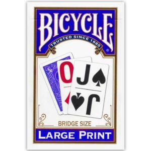 bicycle large print playing cards, bridge size playing cards, large print playing cards for seniors, 1 deck, red & blue, color may vary