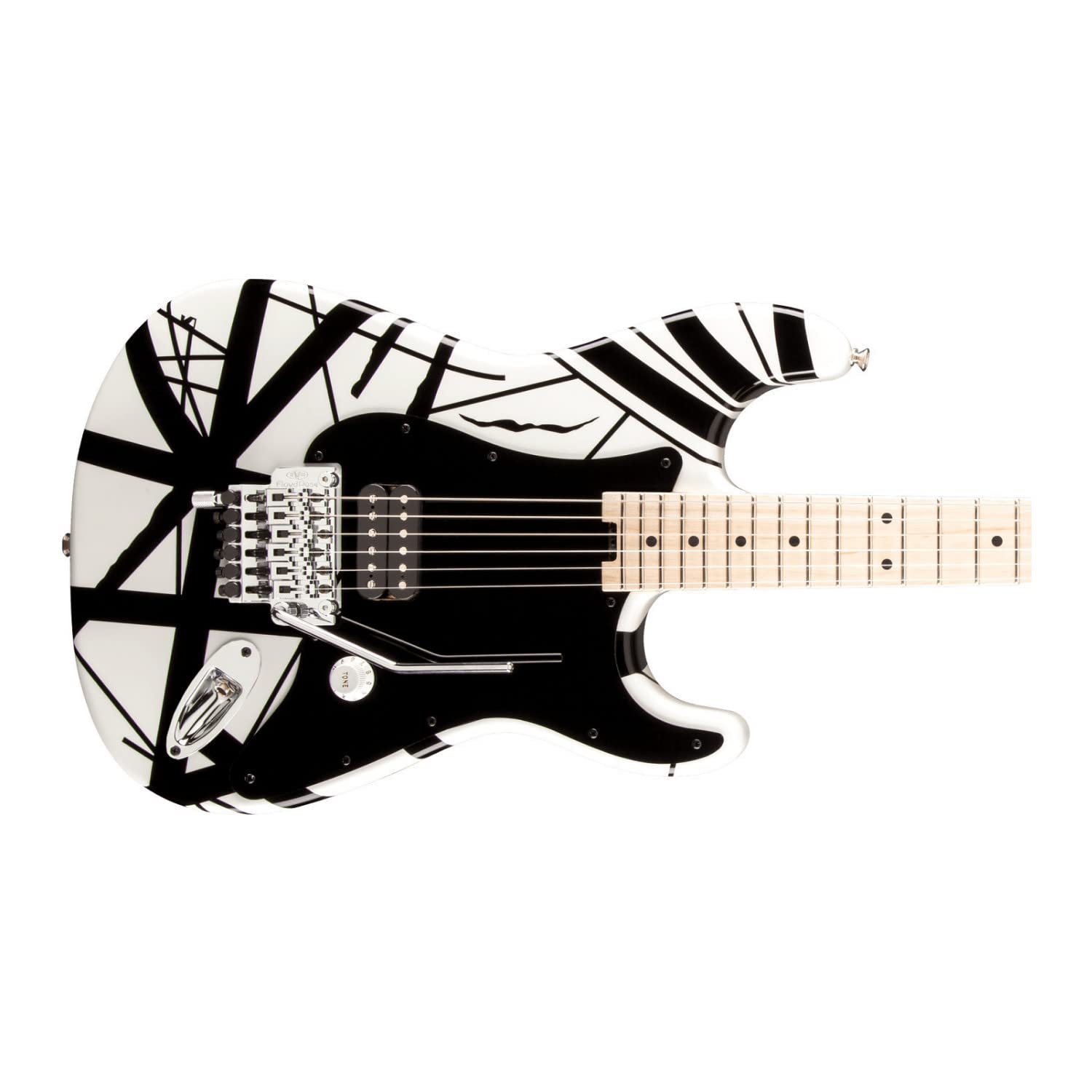 EVH Striped Series Stratocaster Electric Guitar - White with Black Stripes