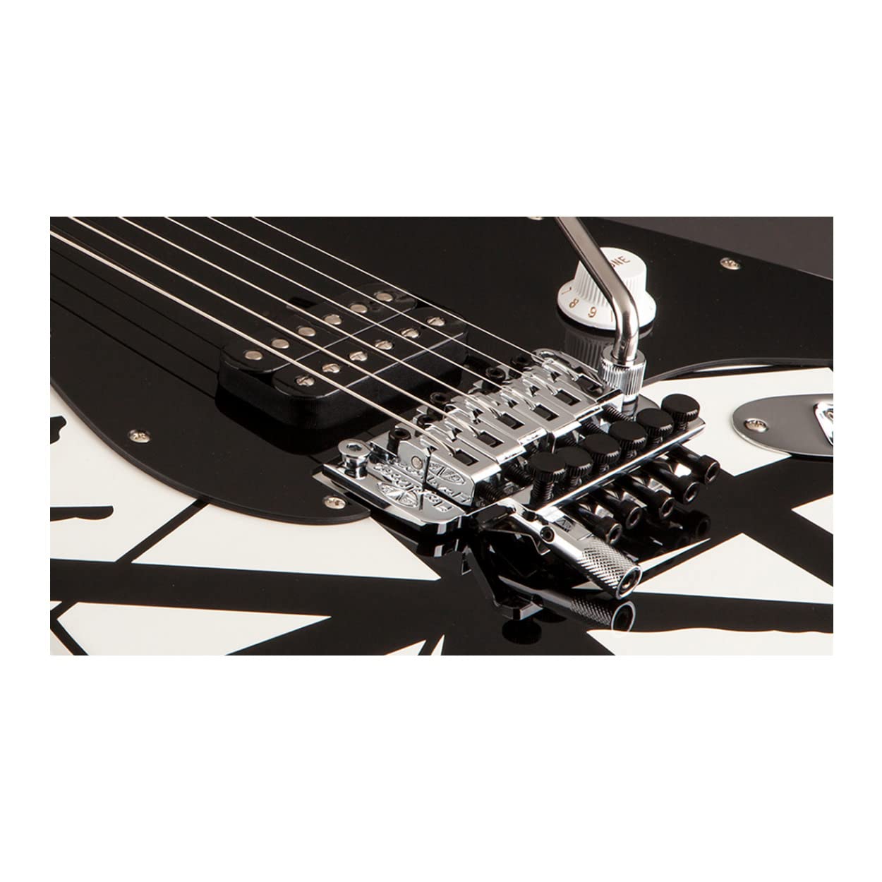 EVH Striped Series Stratocaster Electric Guitar - White with Black Stripes