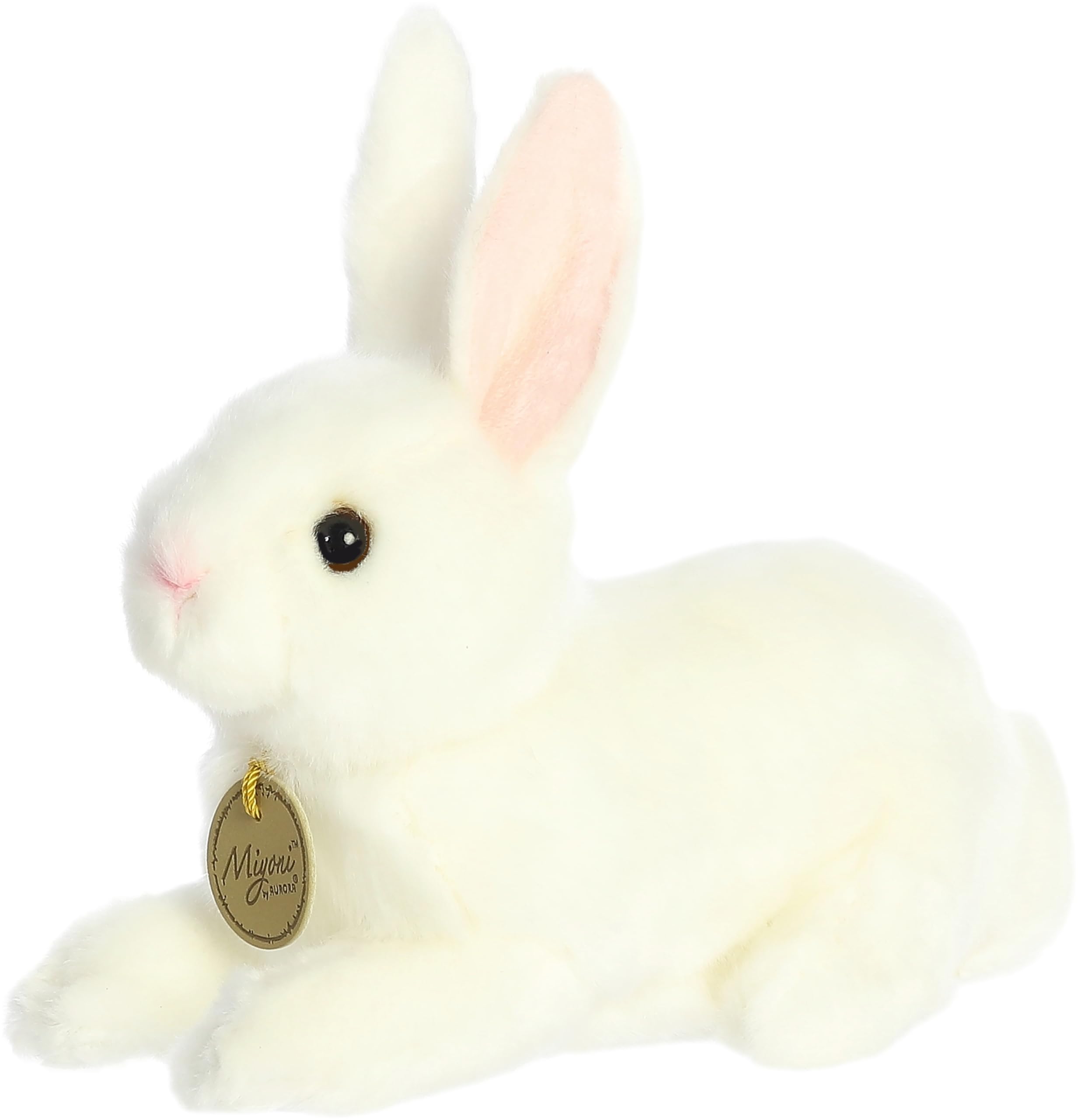 Aurora® Realistic Miyoni® American White Rabbit Stuffed Animal - Lifelike Detail - Cherished Companionship - 8 Inches