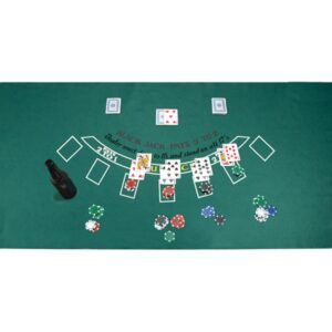 Brybelly Green Blackjack Table Felt - Gaming Table Top for Blackjack - Casino-Style, Spill-Proof Layout Cloth Card Table