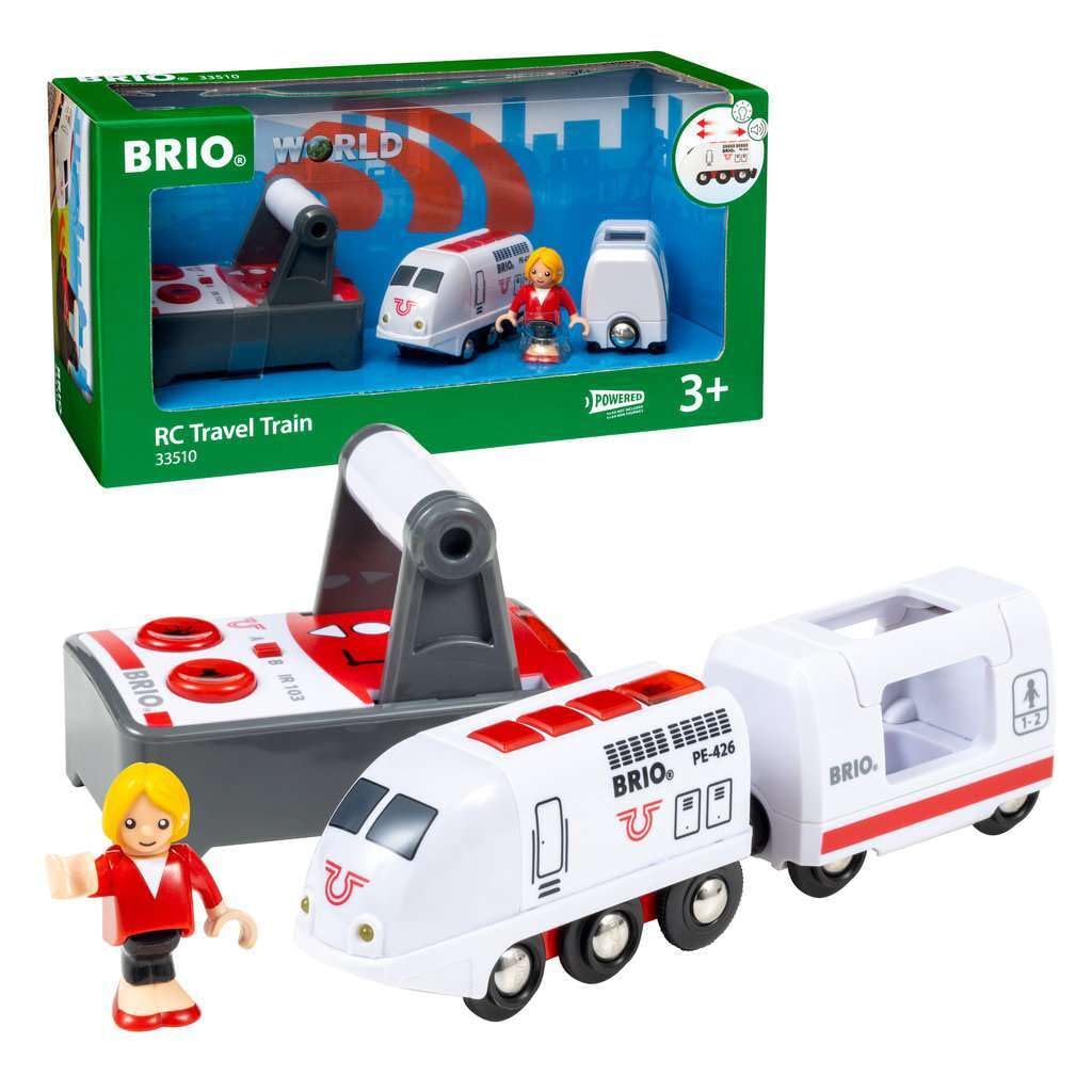 BRIO Remote Control Travel Train - Kids Toy with Light and Sound Features | Battery Operated | Compatible with Wooden Railway Tracks | Perfect for Toddlers Age 3+